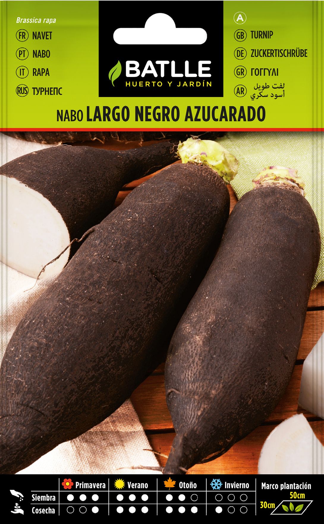 Semilla hortícola de nabo largo negro azucarado — Plantamus Vivero online